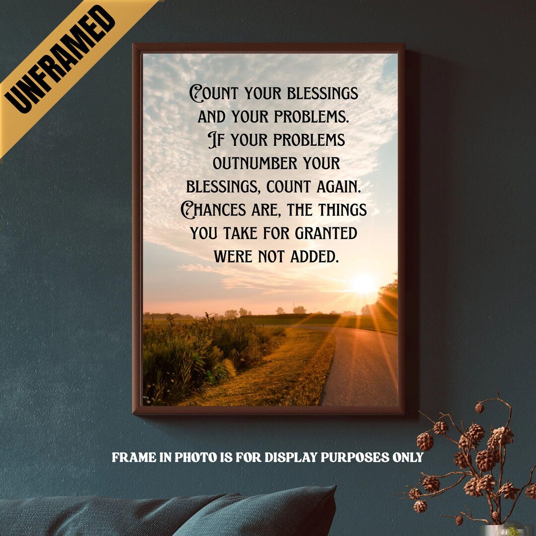 Count Your Blessings Poster, Quote Print, Great Gift, Motivational ...