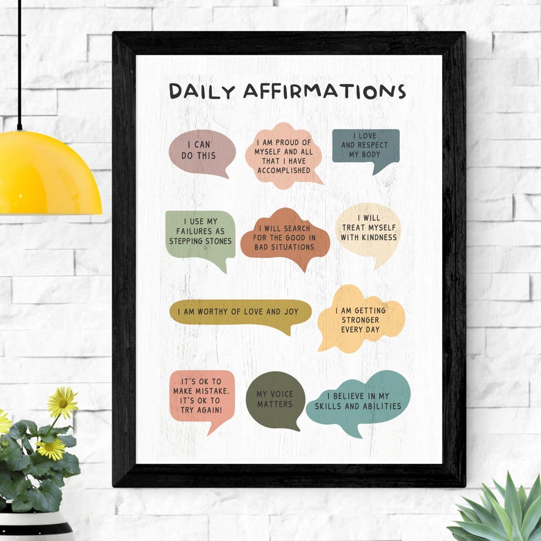 Daily Affirmations Poster, Motivational Poster, Mental Health Gift ...