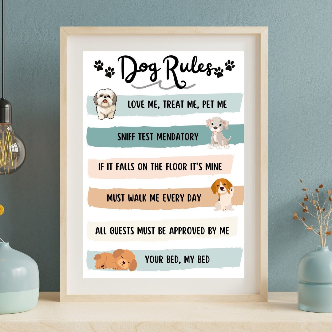 Dog Rules Poster Dog Lover Gift Cute Doggy Poster Gift for Dog Mom ...
