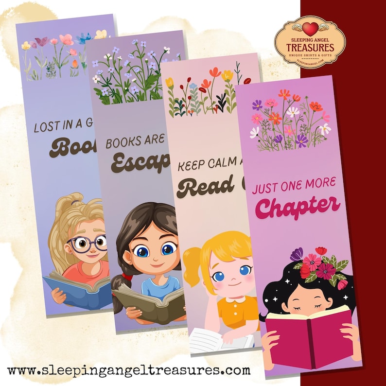 Printable Cute Girl Reading Quotes Bookmarks, Quirky Bookish Gift ...