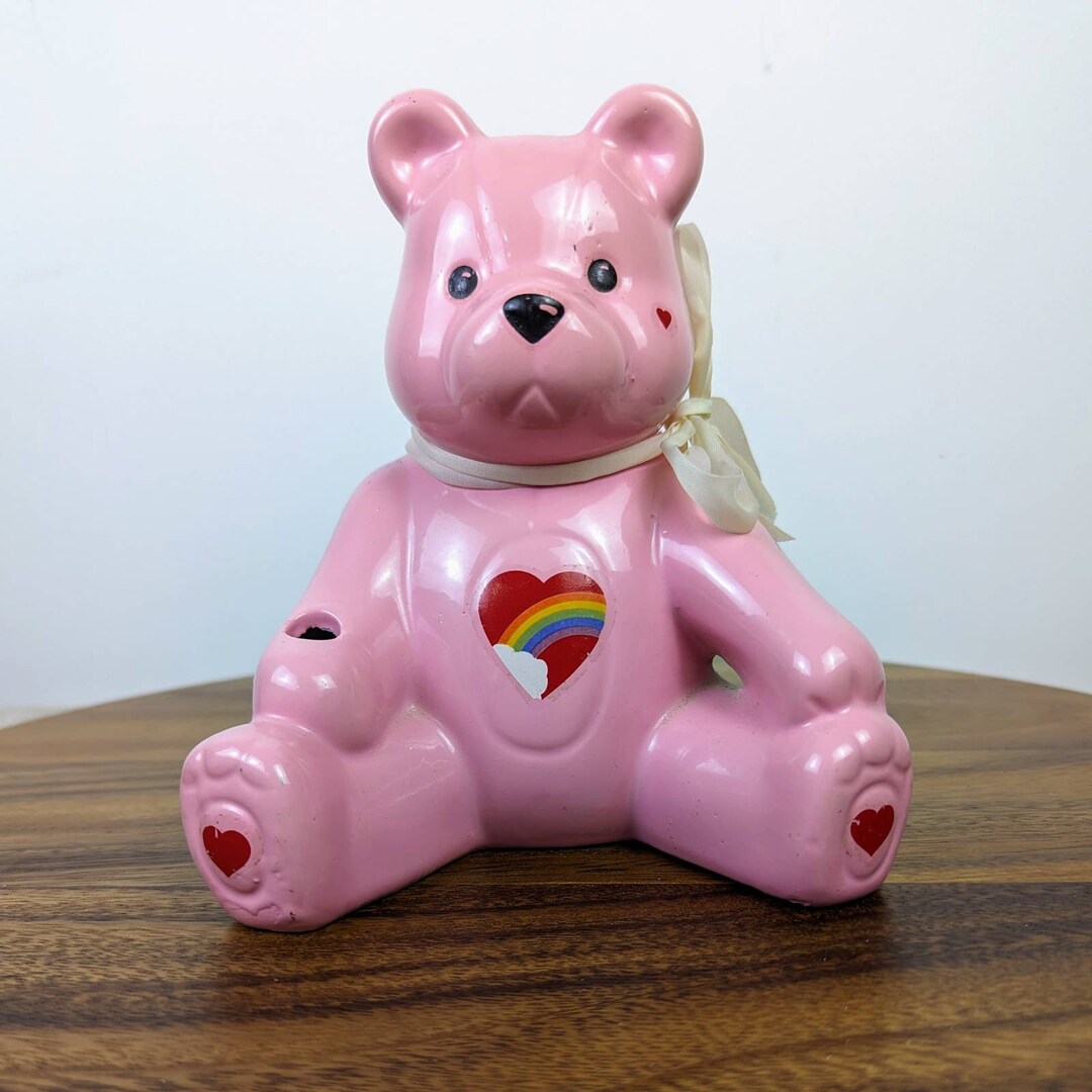 Vintage Ceramic Pink Teddy Bear Piggy Bank - Etsy