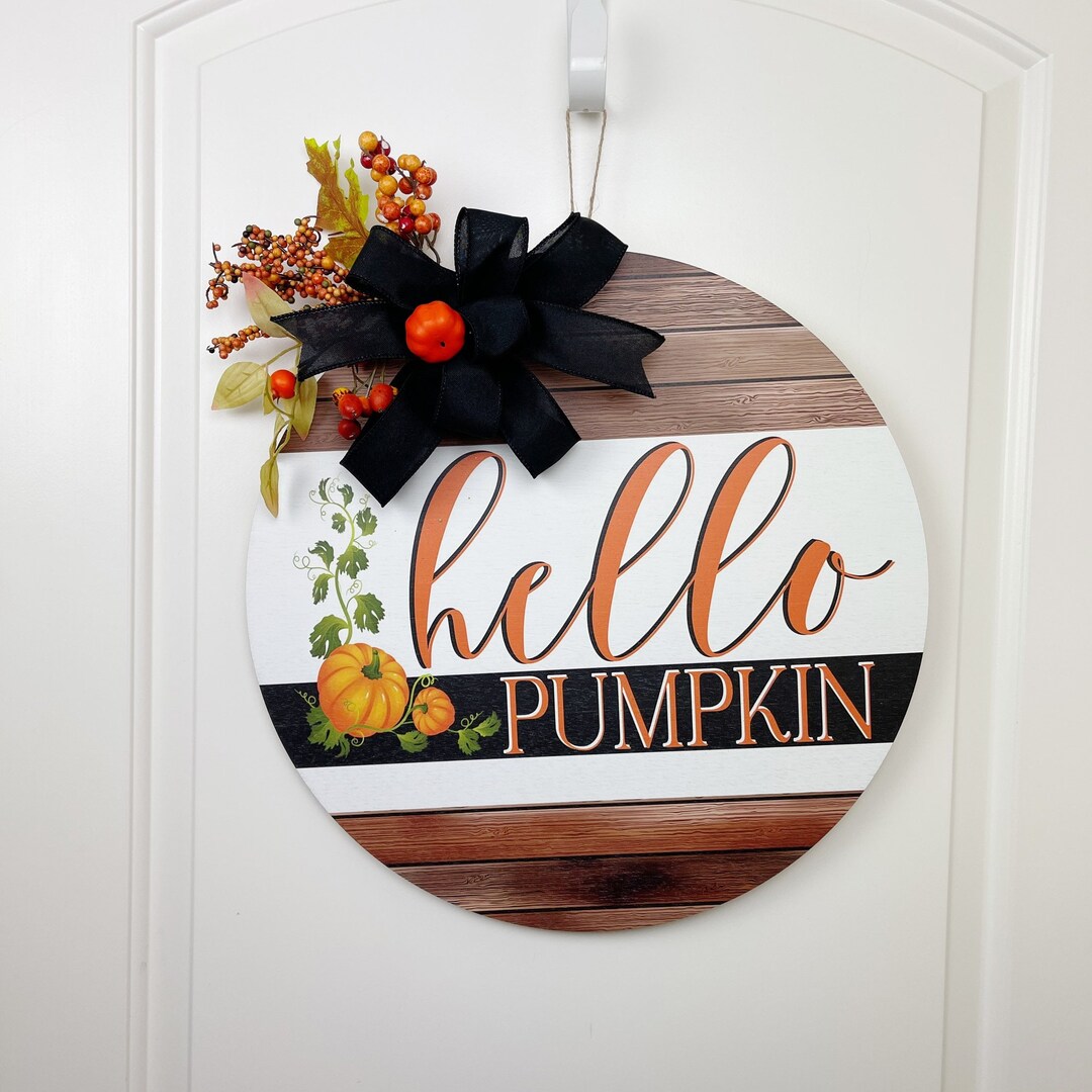 Pumpkin Door Hanger, Fall Door Hanger, Front Door Sign; Large Fall Sign ...
