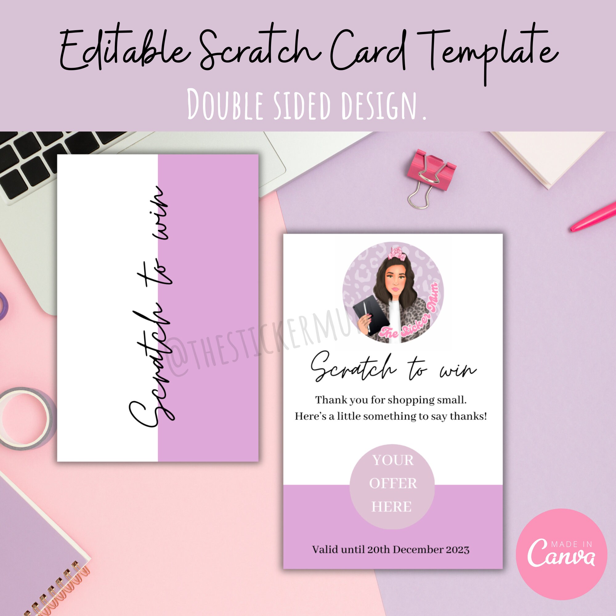 Scratch Card Digital Canva Template Printable Downloadable - Etsy
