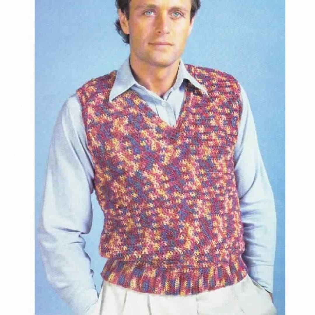 CROCHET Vest Pattern for Men, Men's Crochet Sweater Vest Pattern, V ...