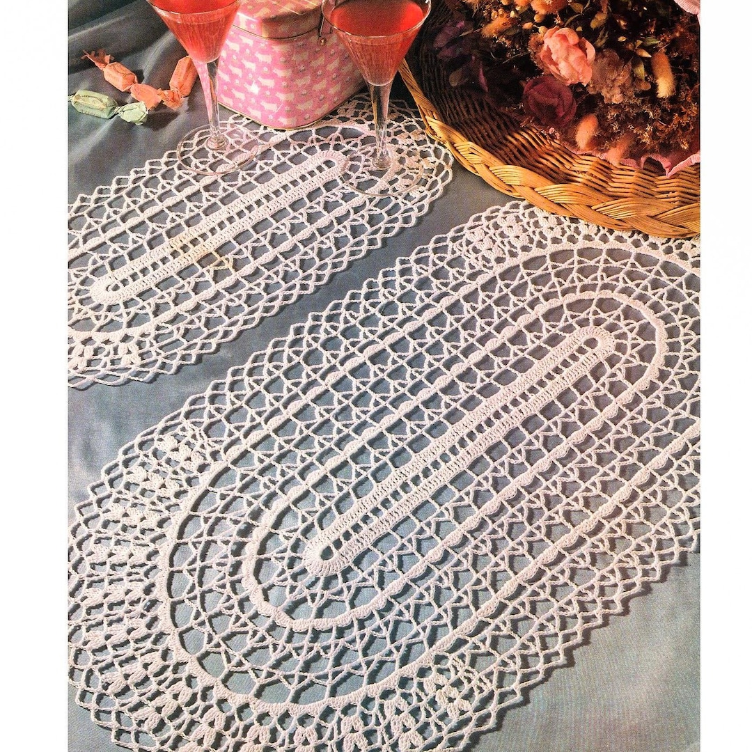 Doily Crochet Pattern, Vintage Crochet Pattern Oval Doily and ...