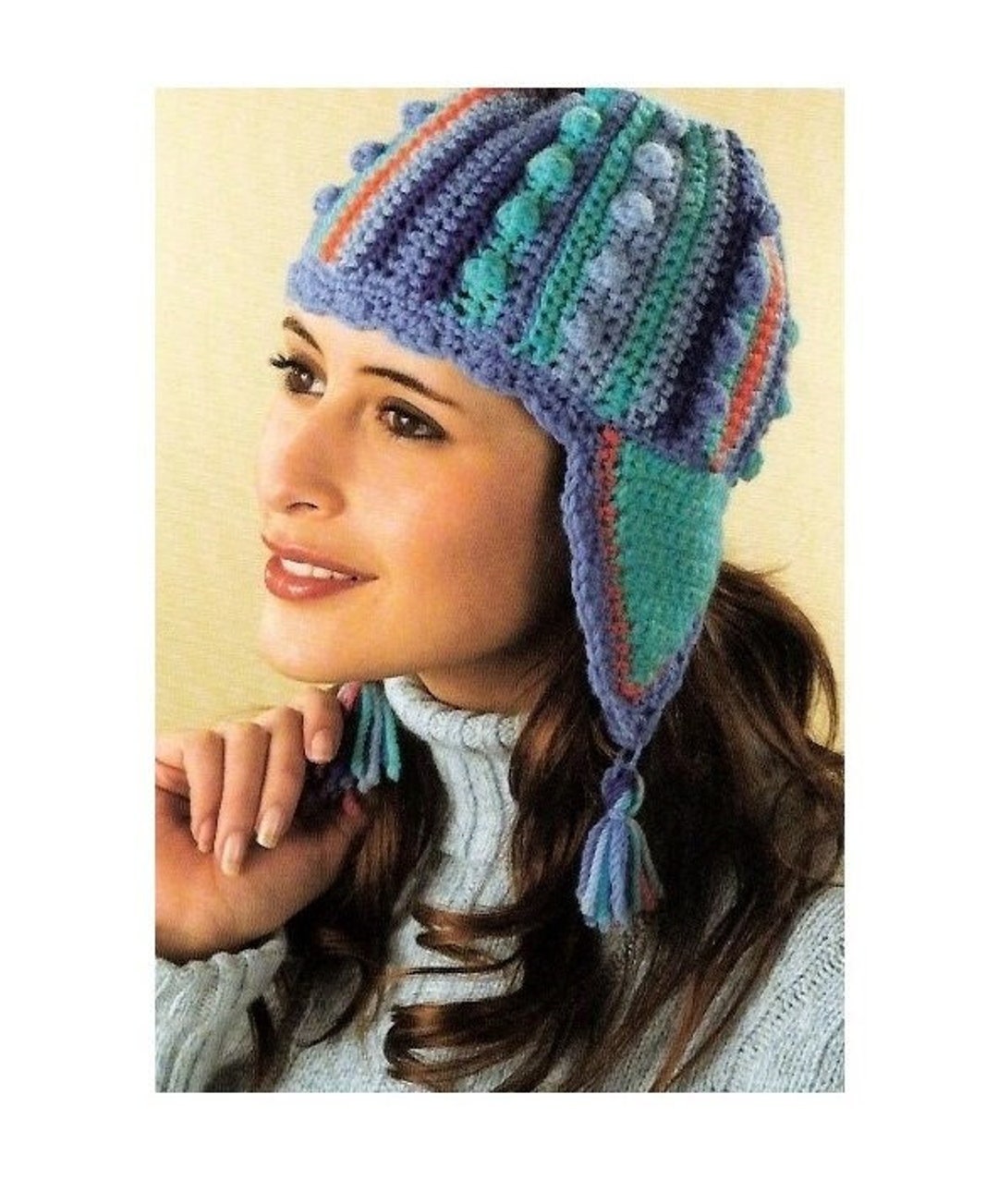 Vintage Crochet Pattern Peruvian Hat PDF Instant Digital Retro Women's ...