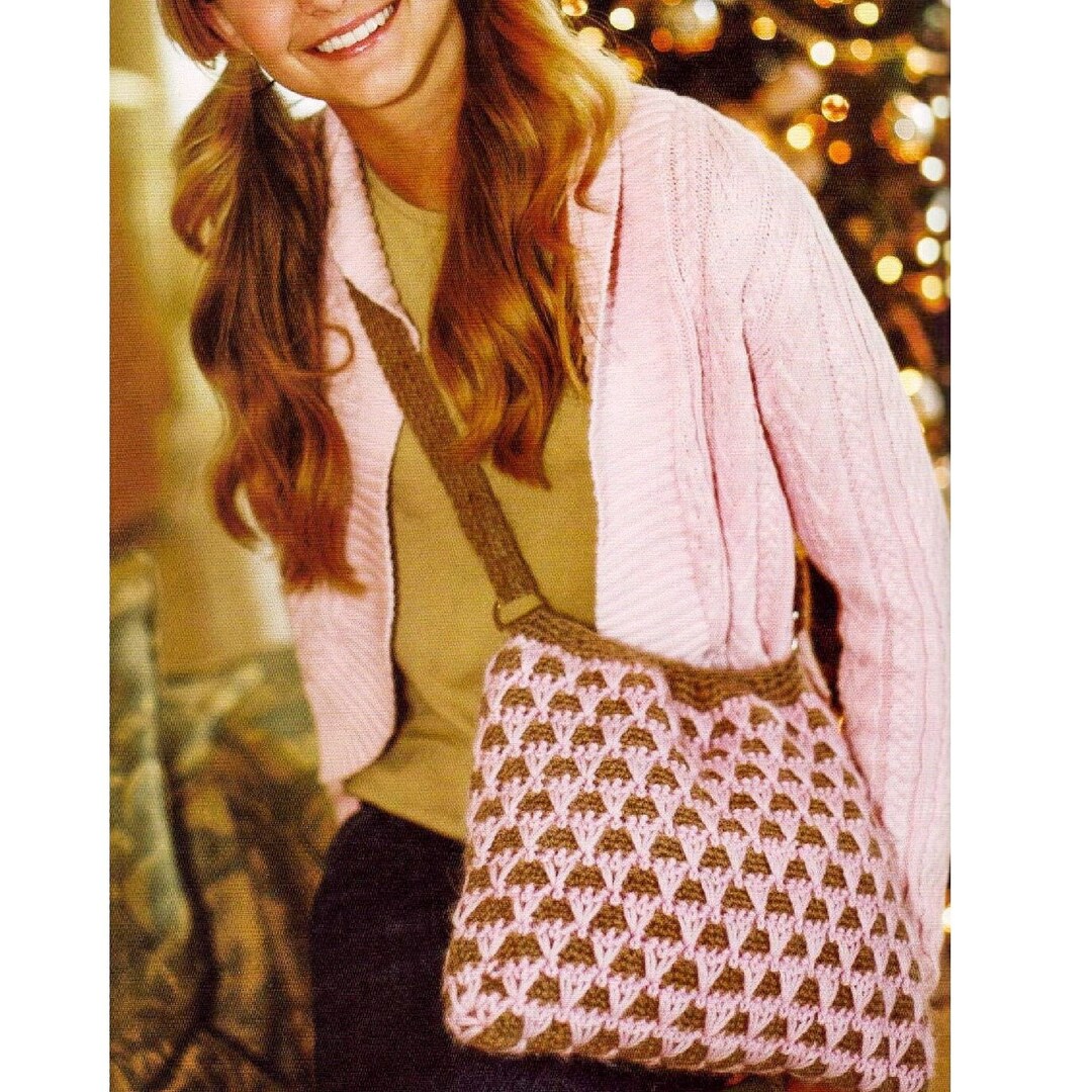 Crochet Bag PATTERN - Mosaic Drawstring Bag - Drawstring Bag Pattern Pdf - Vintage Bag Pattern ...