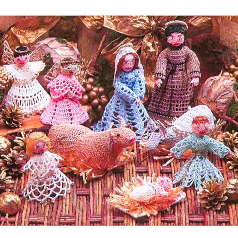 Nativity Set 9 Vintage Crochet Pattern PDF Jesus Manger Creche Bible ...