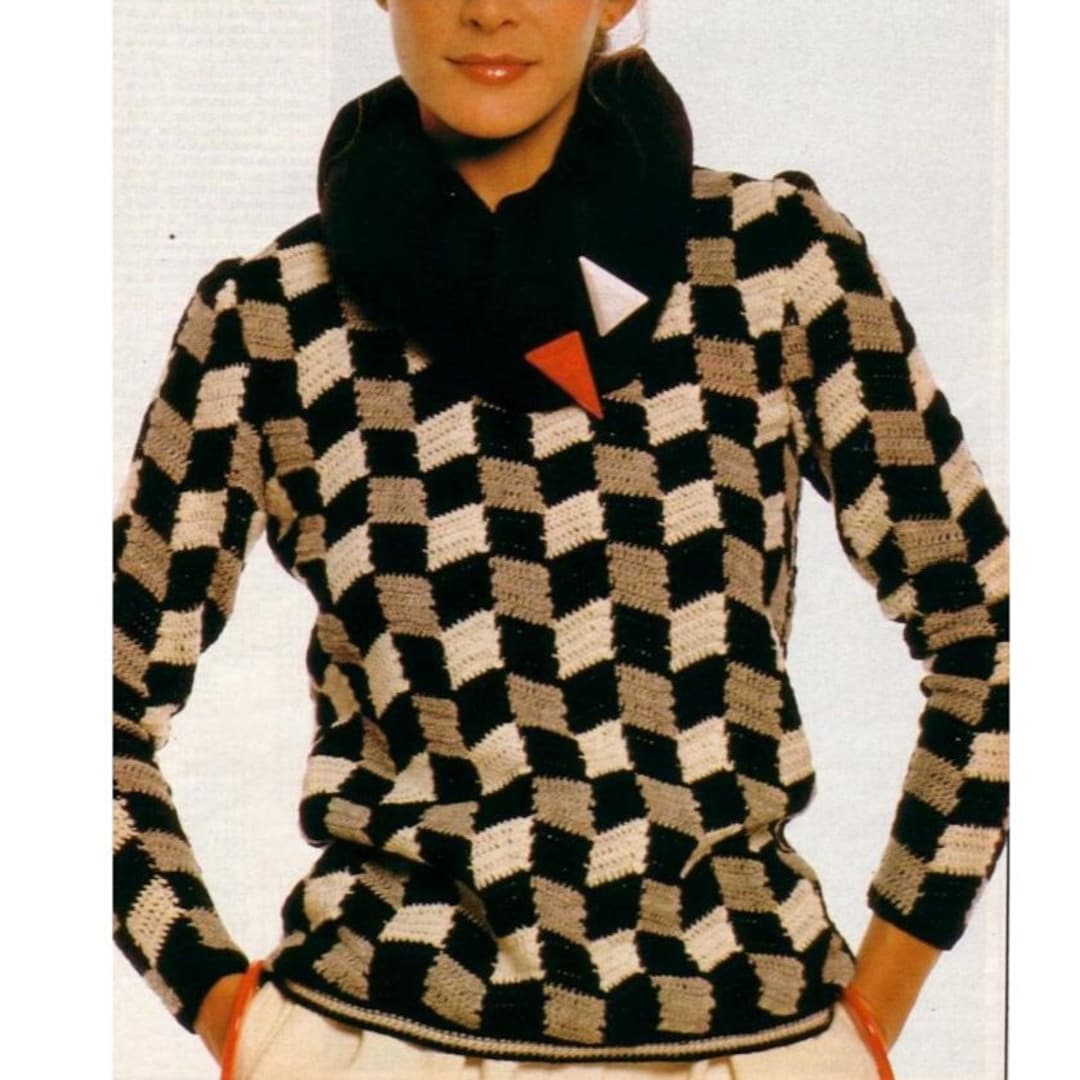 CROCHET PATTERN, Plaid Crochet Sweater, Plaid Sweatshirt, Plaid ...