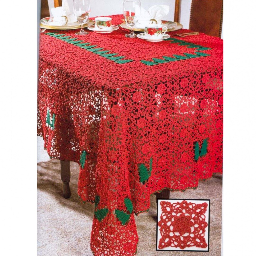CROCHET Tablecloth PATTERNS, Christmas Ornament Table Topper, Crochet ...