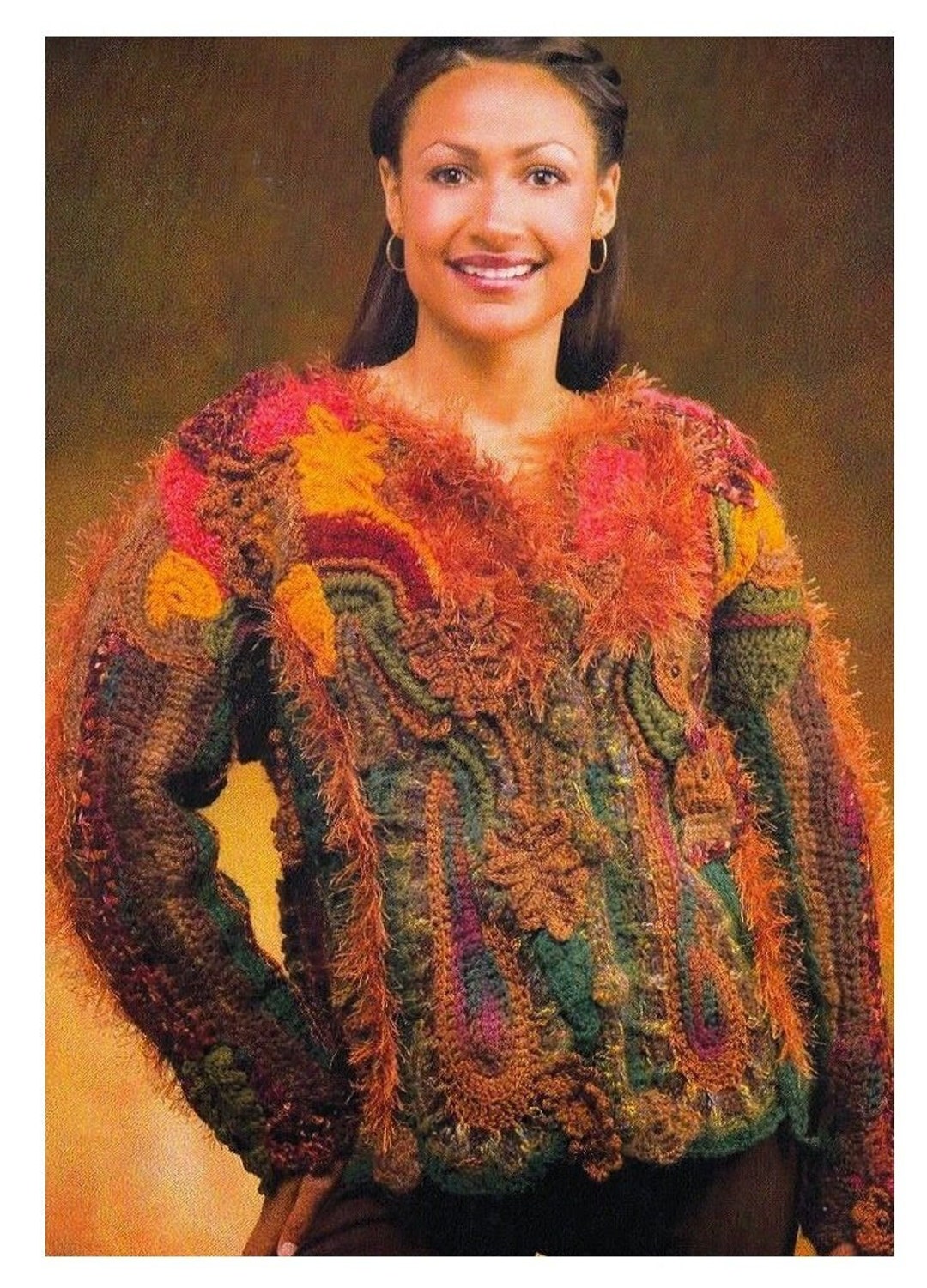 Vintage Crochet Pattern Falling Leaves Jacket PDF Instant - Etsy