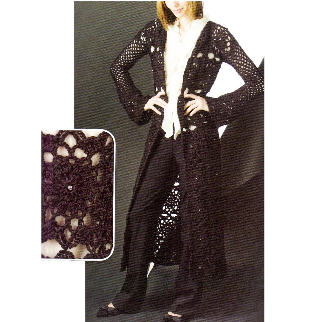 Long Sweater Coat CROCHET PATTERN - Crochet Duster Cardigan - Granny ...