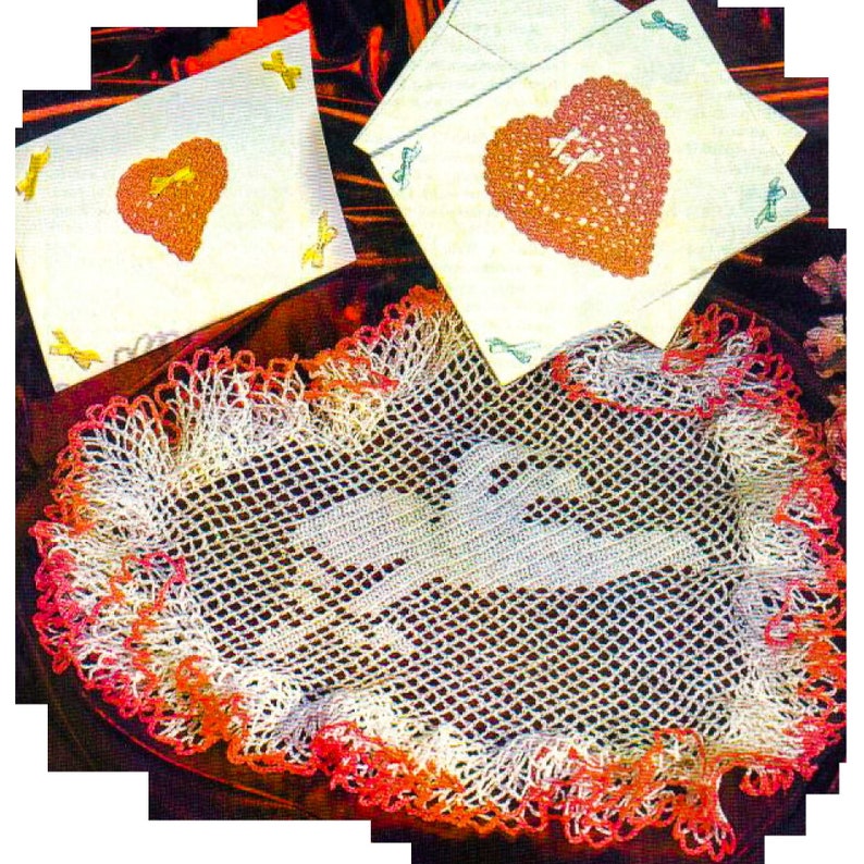 Heart Crochet Pattern PDF Instant Digital Vintage Valentines Day Cards ...