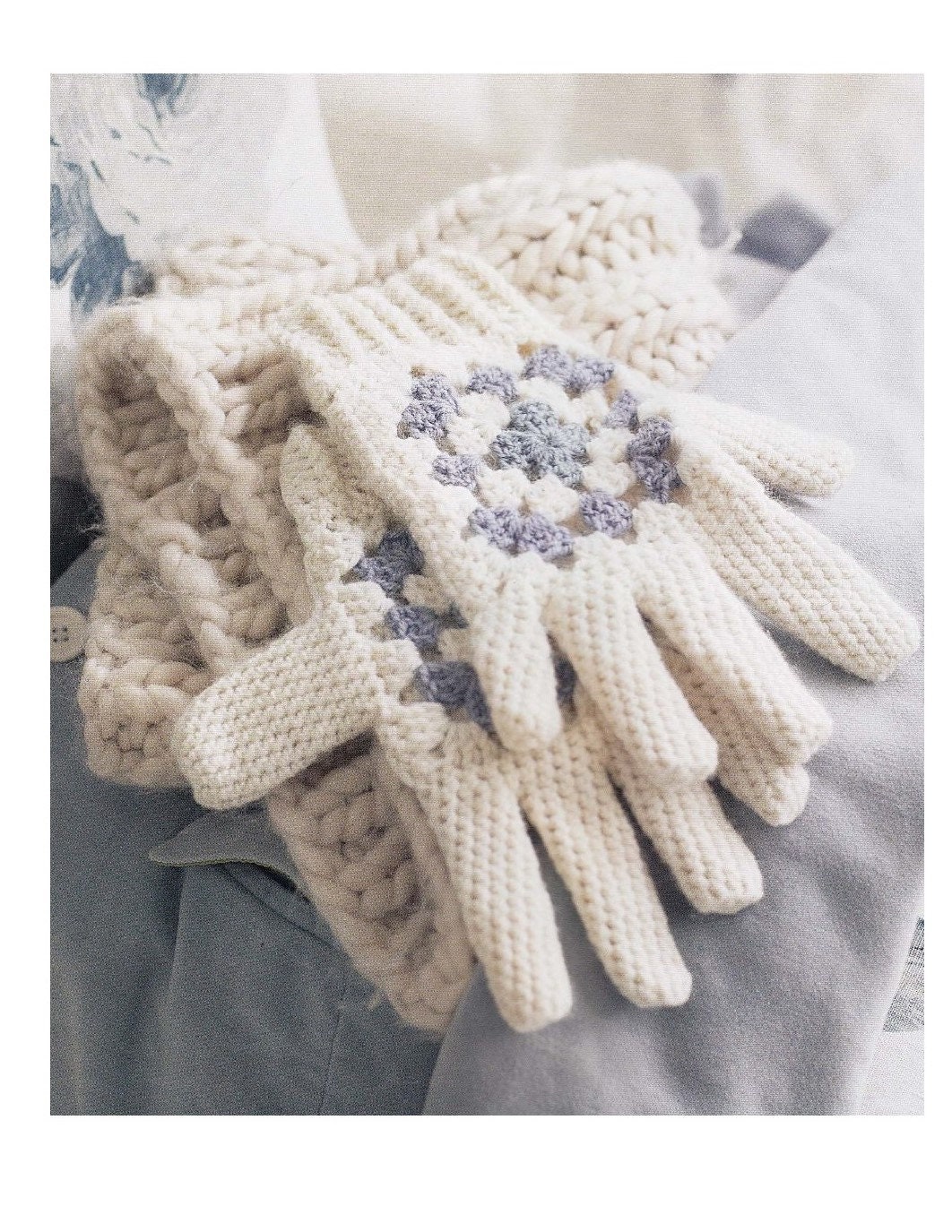 Vintage Crochet Pattern Granny Square Gloves PDF Instant Digital Flower ...