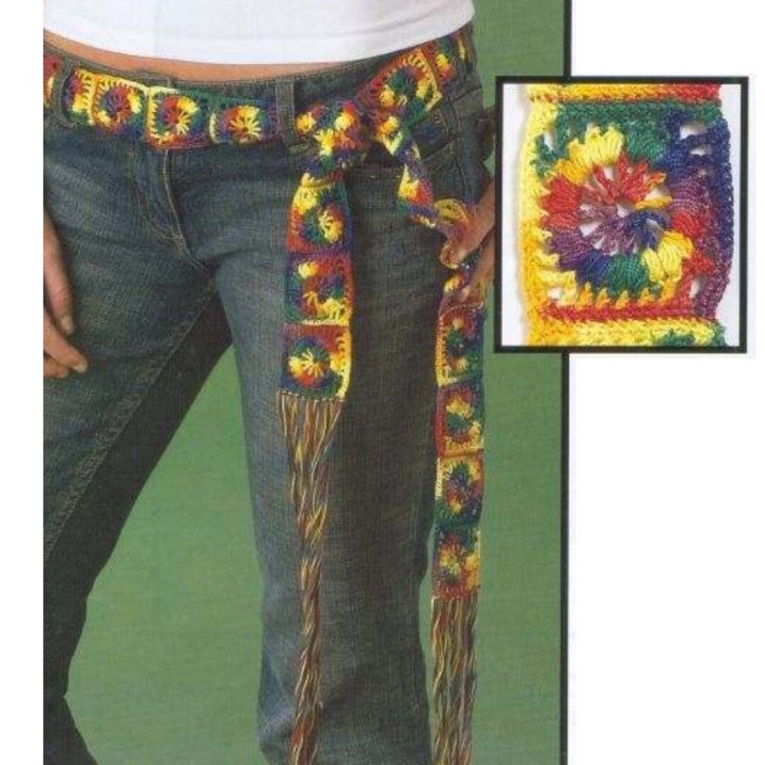 Granny Square Belt Crochet PATTERN, Laced Cinch Belt, Hippie Belt ...