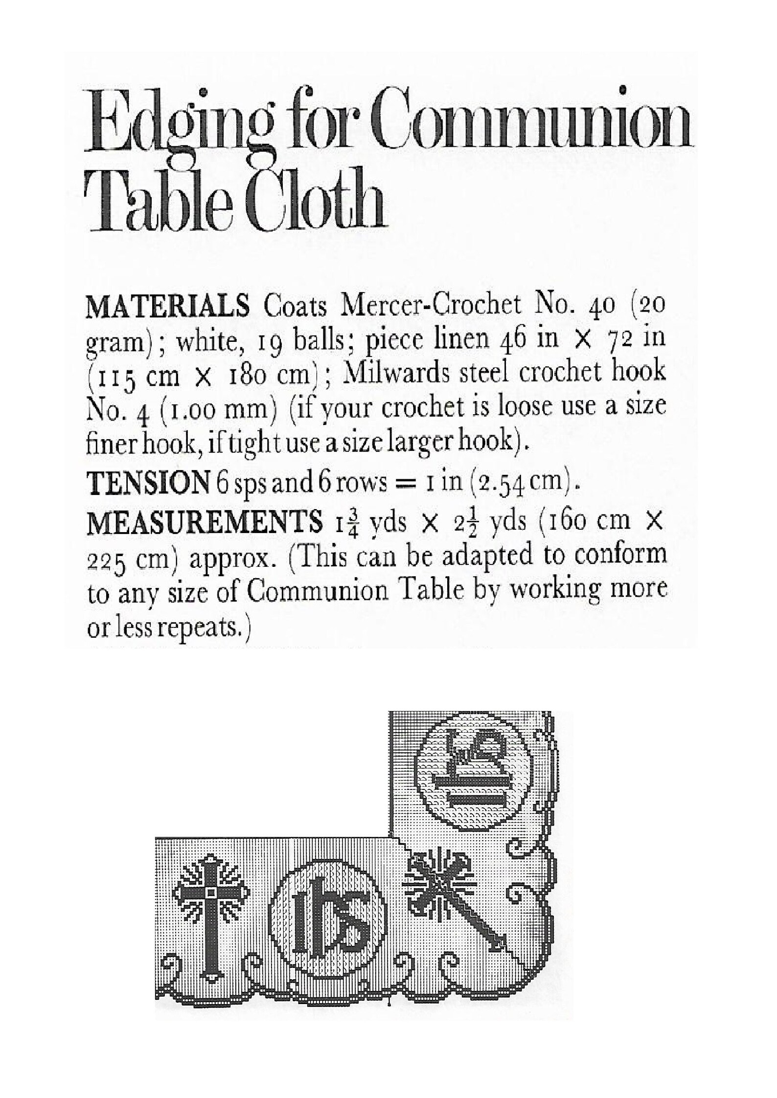 Vintage Crochet Pattern Edging for Communion Table Cloth PDF Instant ...