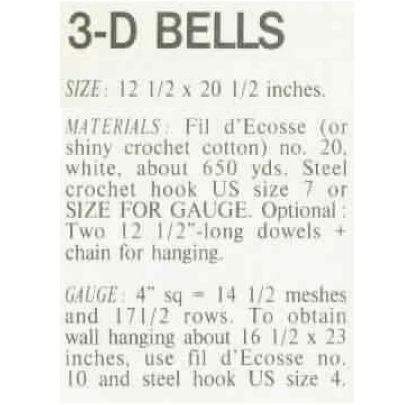 Vintage PDF PATTERN, Filet CROCHET, Christmas Bells Wall Hanging ...