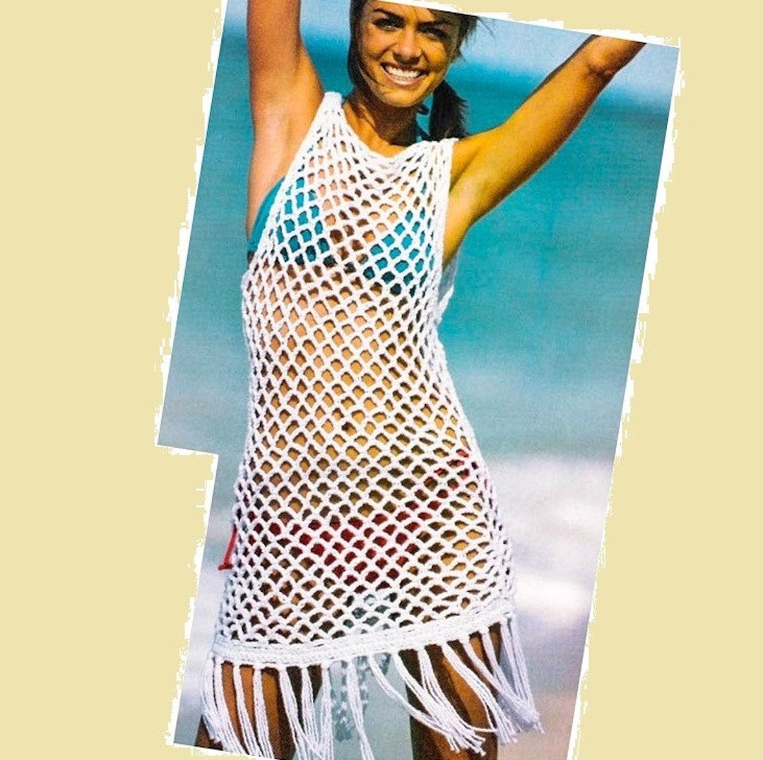 Crochet Mesh Top Pattern Summer Crochet Patterns Beach Mesh Dress Vintage Crochet Pattern
