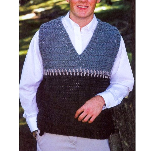 Men's CROCHET Sweater Vest PATTERN, Crochet Pattern PDF, Classic Men's ...