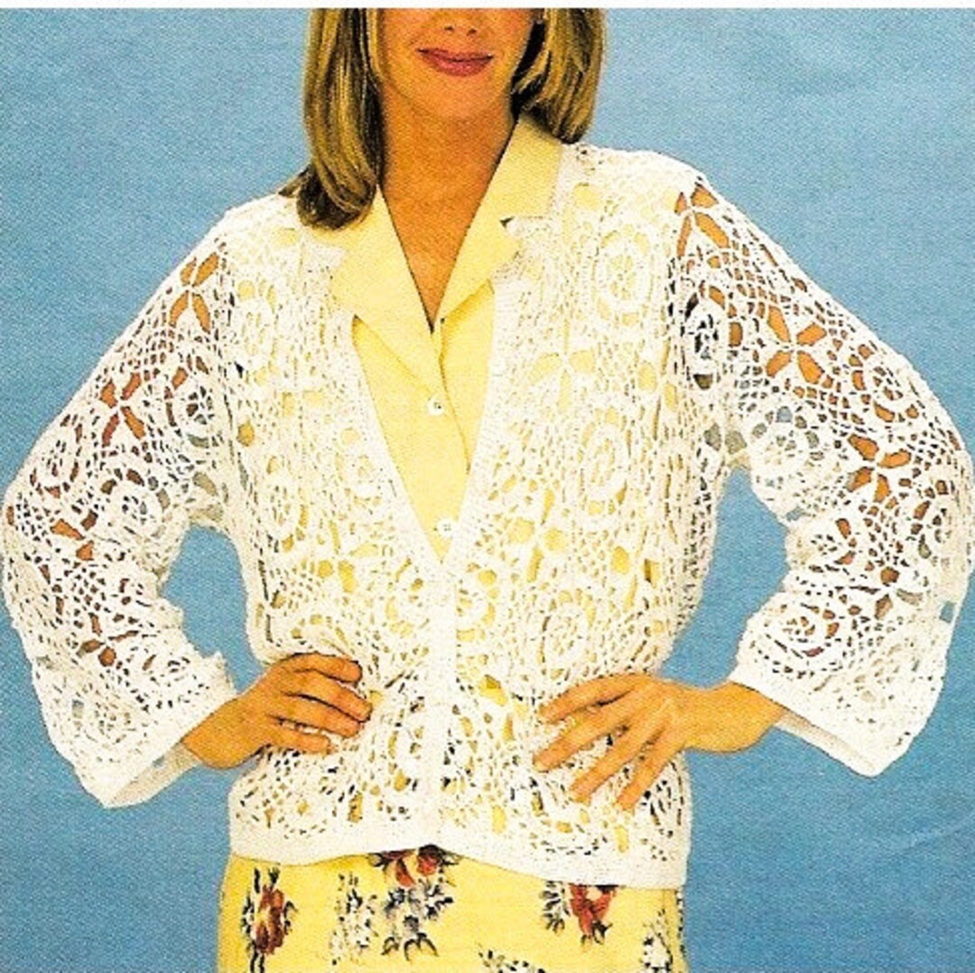 Crochet Lacy Cardigan Pattern PDF Instant Digital Granny Square ...