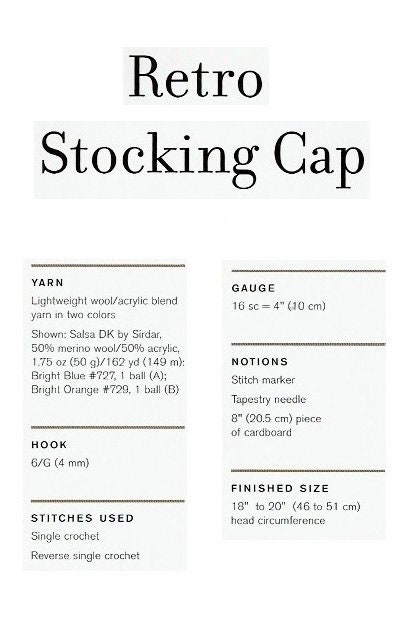 Crochet Pattern Long Stocking Cap PDF Instant Digital Retro Stocking ...