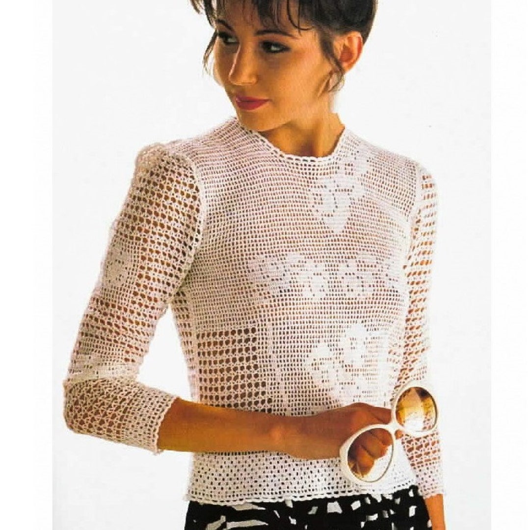 Sweater Pattern Crochet PDF Instant Digital Filet Crochet Patterns ...