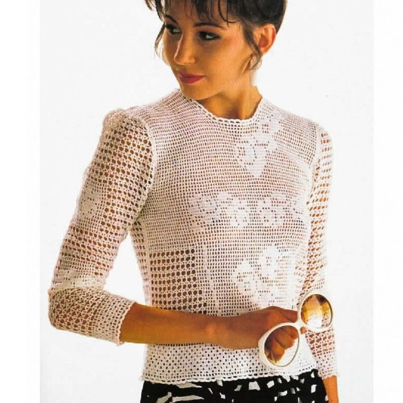 Sweater Pattern Crochet PDF Instant Digital Filet Crochet Patterns ...