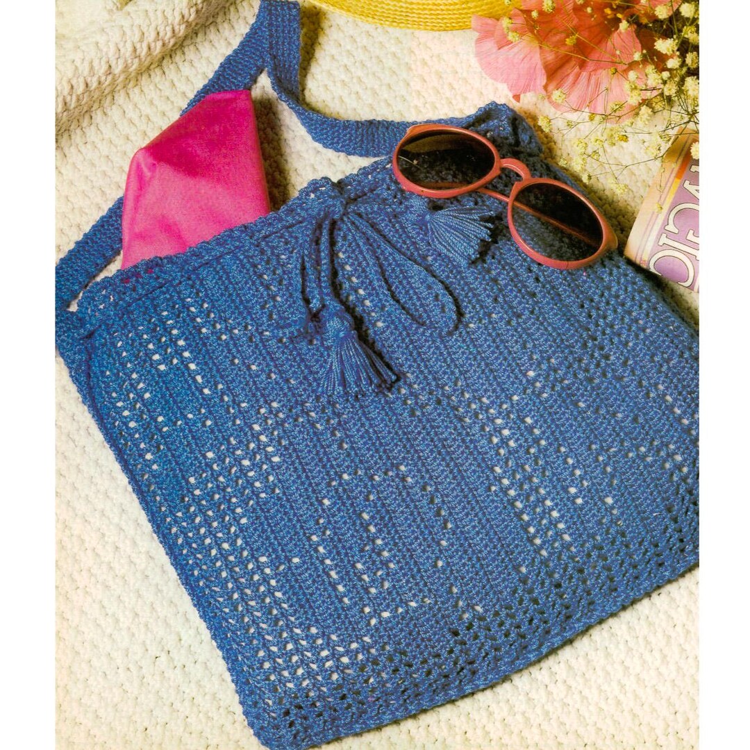 Filet Crochet Bag Pattern, CROCHET PATTERN, Pdf Rose Motif Flower ...