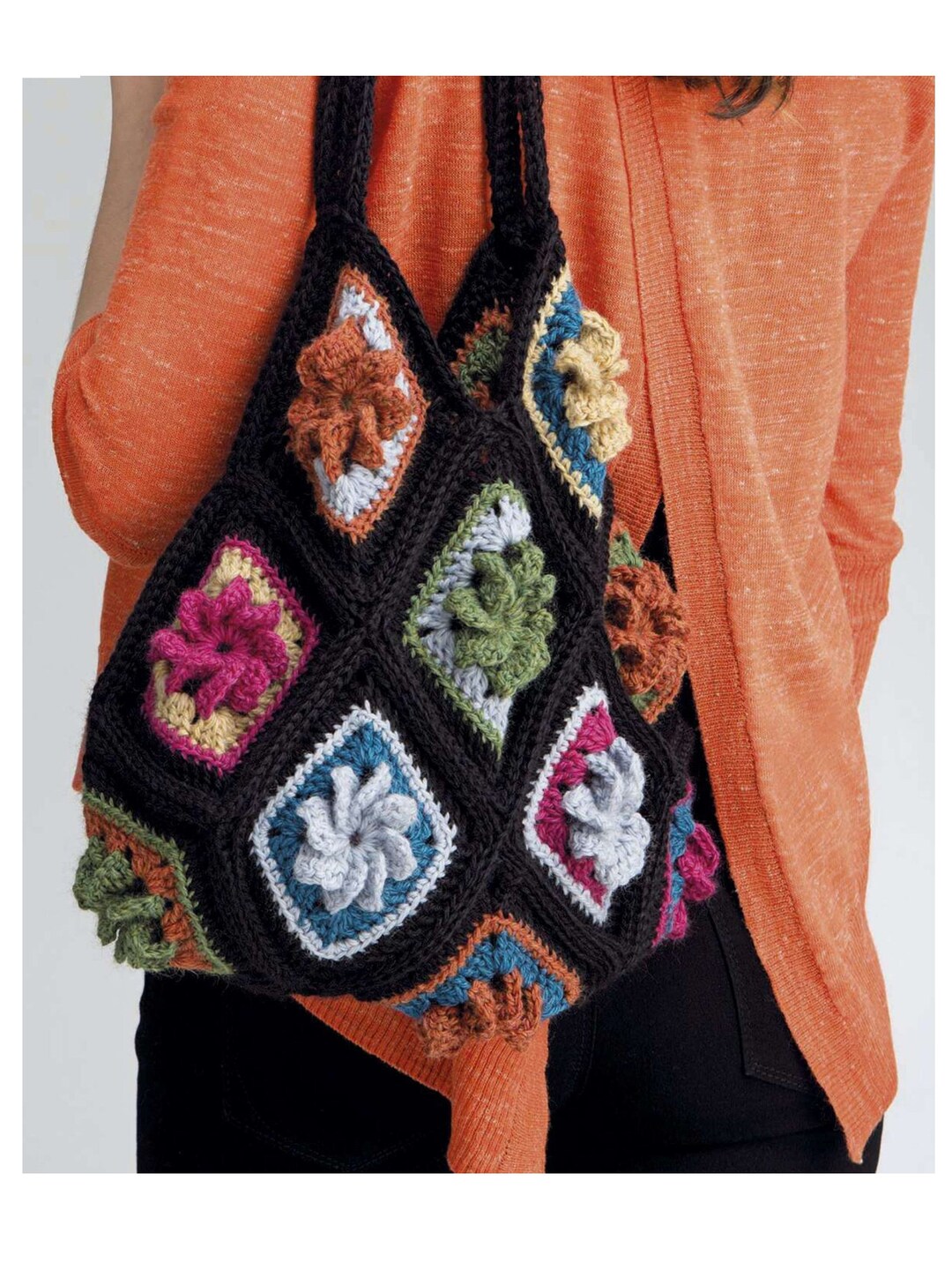Vintage Crochet Pattern Set Patchwork Bag With Pretty Mitts PDF Instant ...