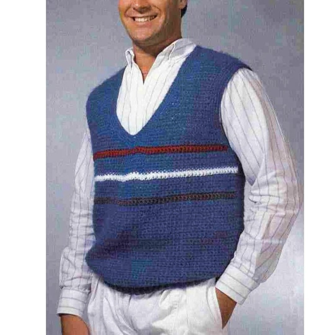 Mens CROCHET Vest PATTERN - Beginner Crochet Patterns - Crochet Sweater ...