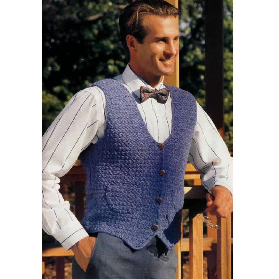 CROCHET Vest PATTERN for Men, Classic Men's Vest Pattern, Buttoned Down ...