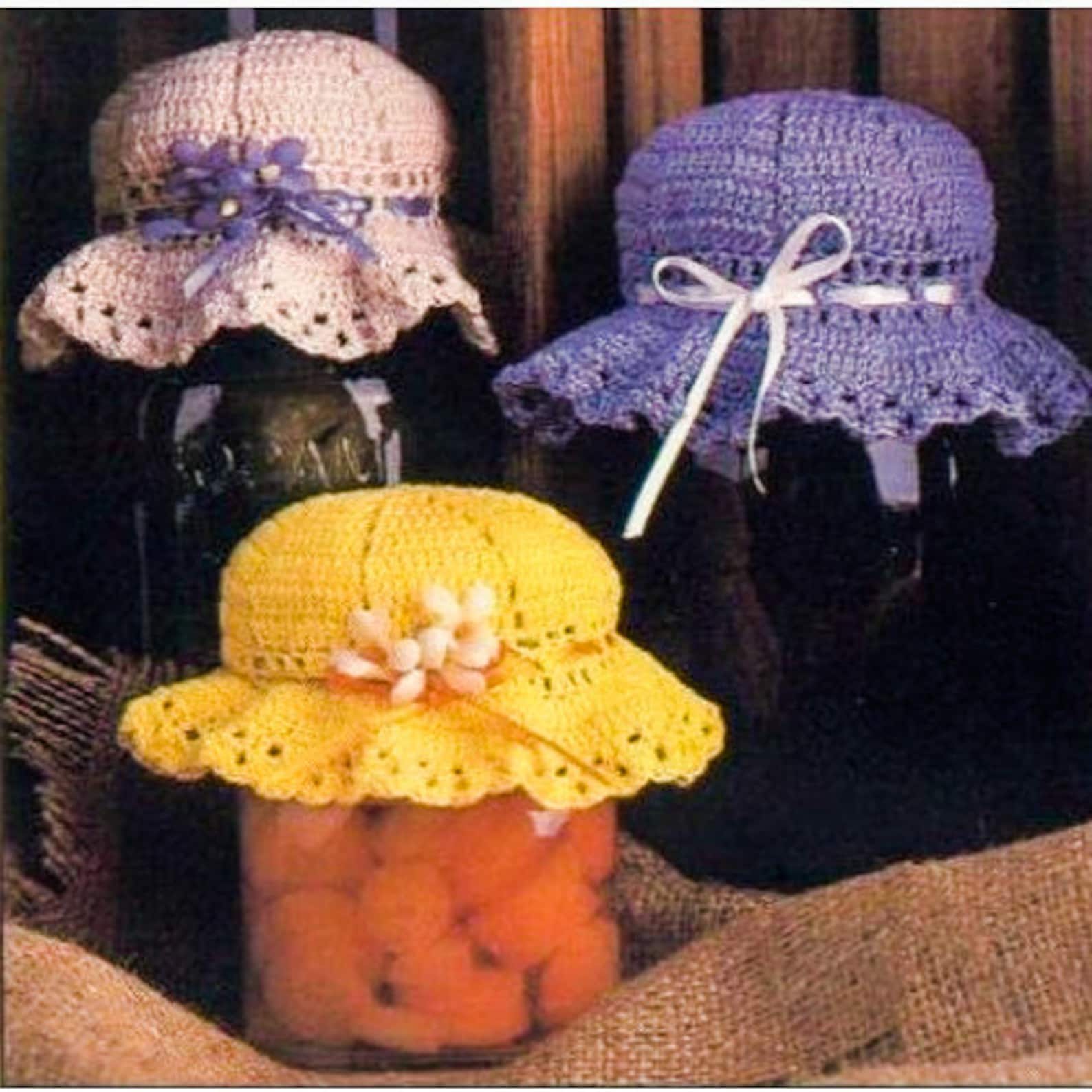 CROCHET Jar Bonnets PATTERN - Vintage Crochet Jar Topper - Crochet Jar ...