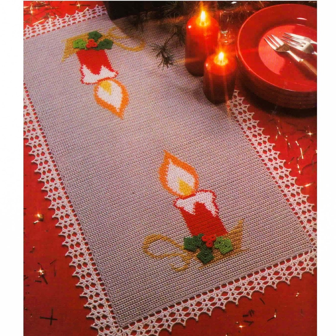 Crochet Pattern for Christmas Table Runner, Crochet Doily, Christmas ...