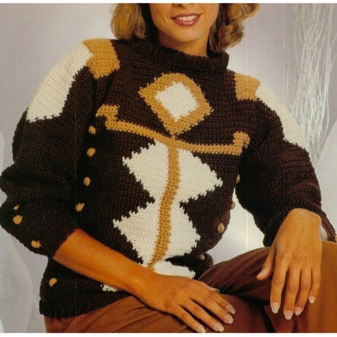 Mosaic CROCHET PATTERNS, Sweater Crochet Patterns, Mosaic Jumper Pdf ...