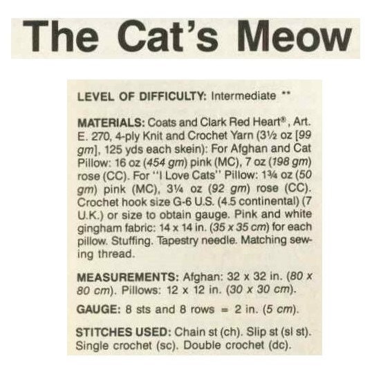 Cat Blanket Crochet PATTERN I Love Cats Crochet Blanket and Pillow Set ...