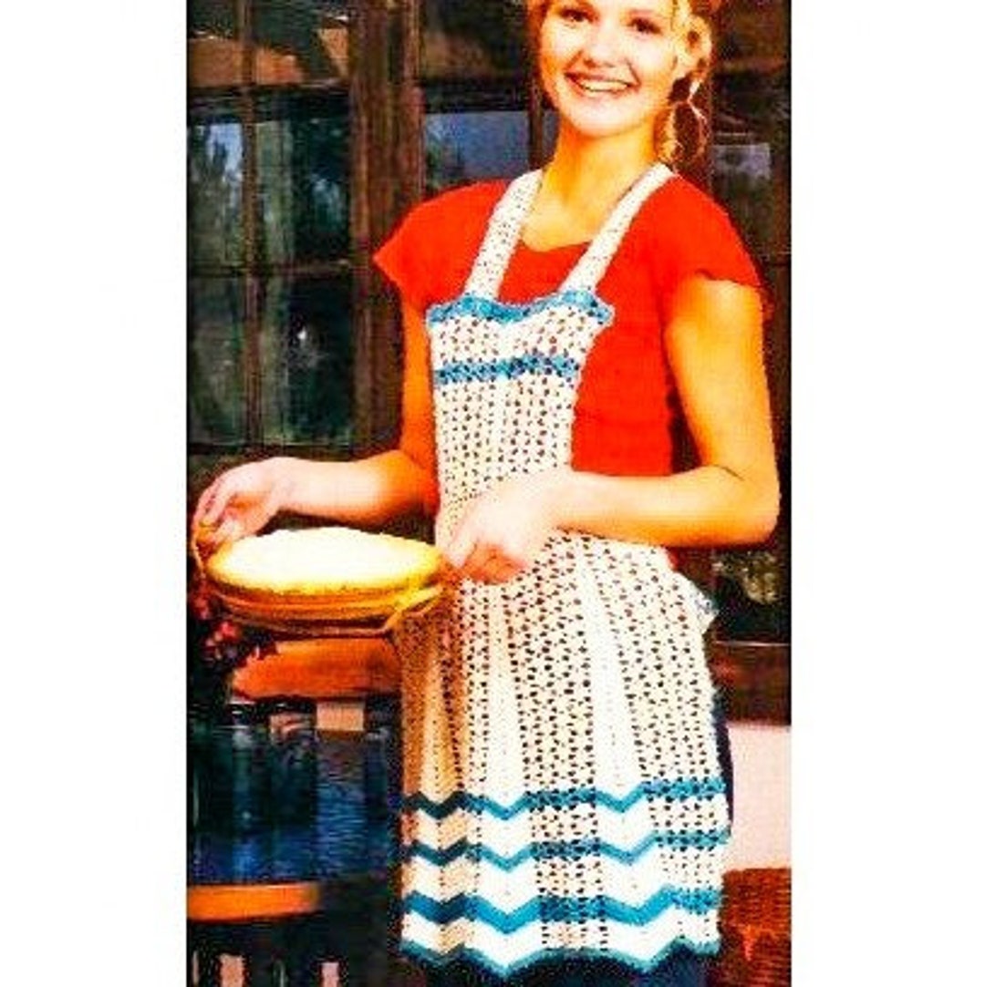Vintage Crochet Pattern Retro Bibbed Apron PDF Instant Digital Apron ...