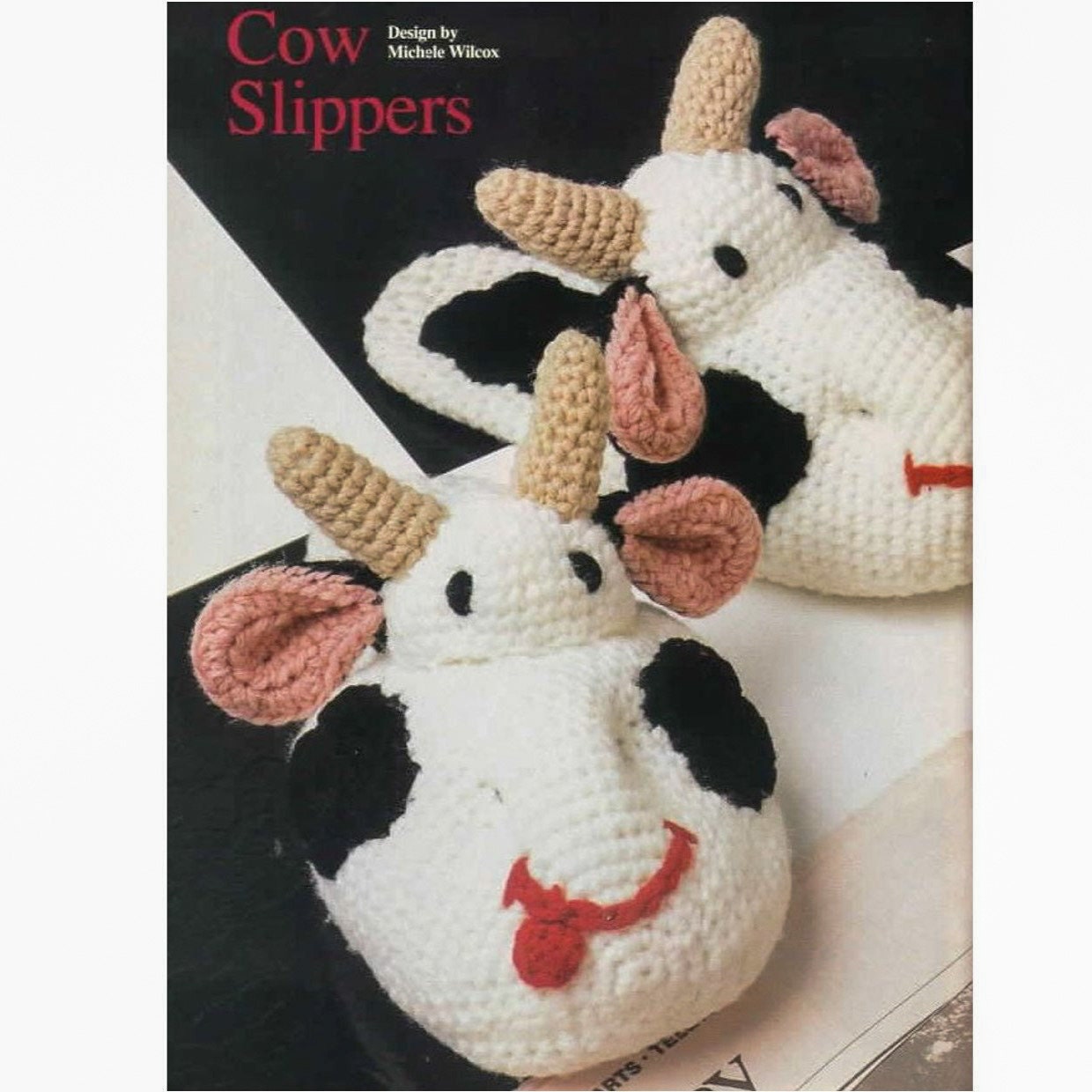Slipper CROCHET PATTERNS, Cow Slippers Crochet Pattern, Cute Crochet ...