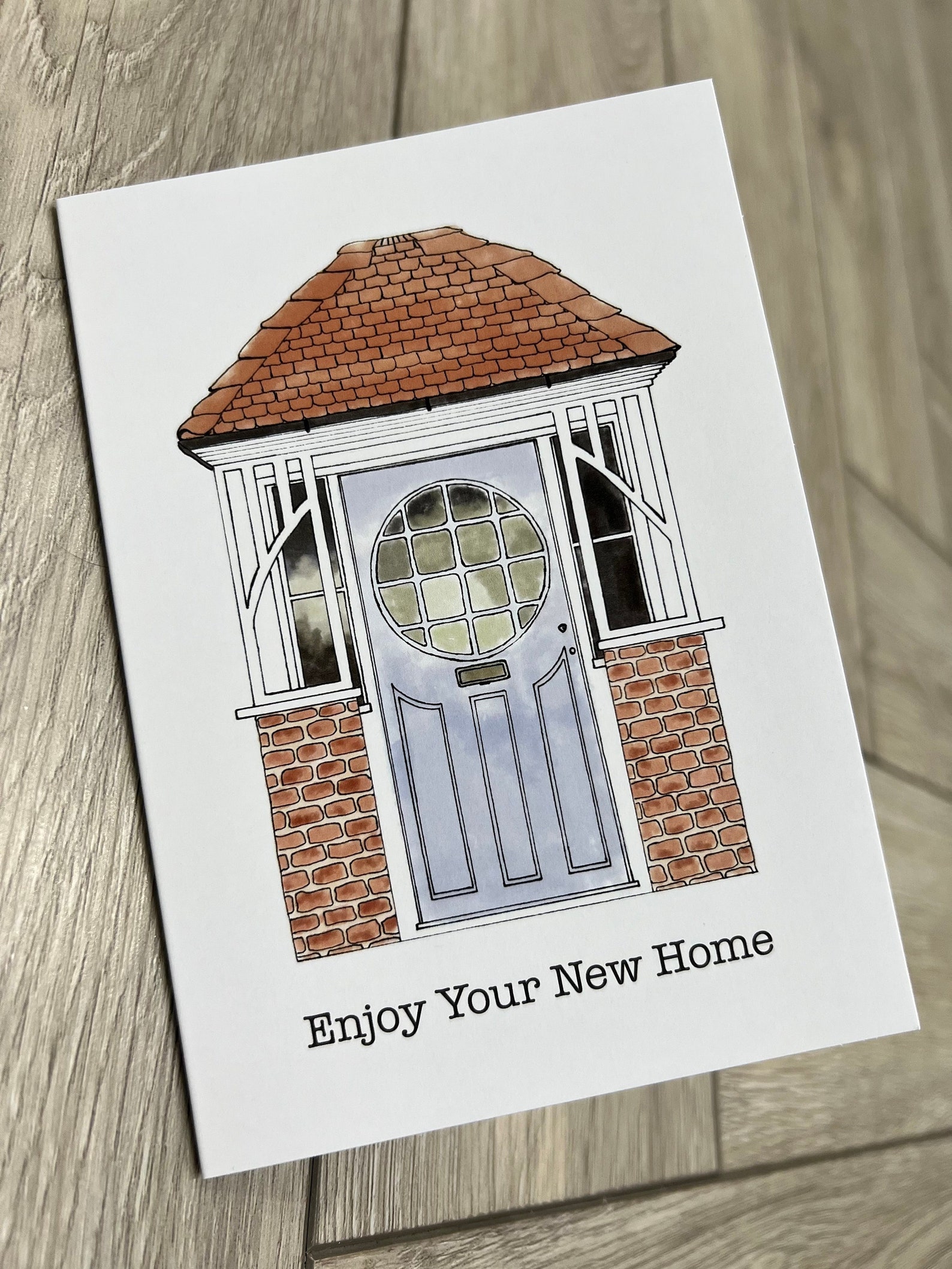 Congratulations New Home Card, Front Door Print, Hand Drawn Greeting ...