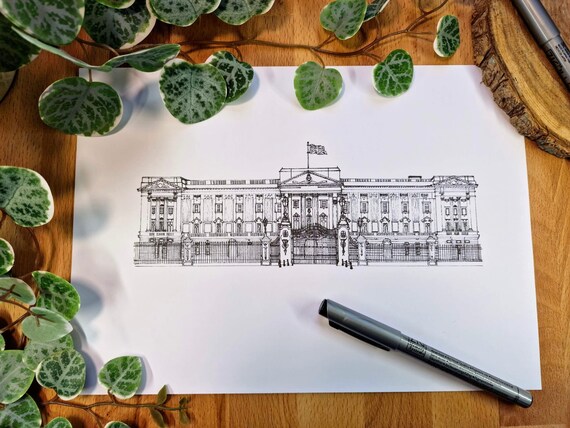 PDF Download Buckingham Palace Drawing Print Street Party | Etsy