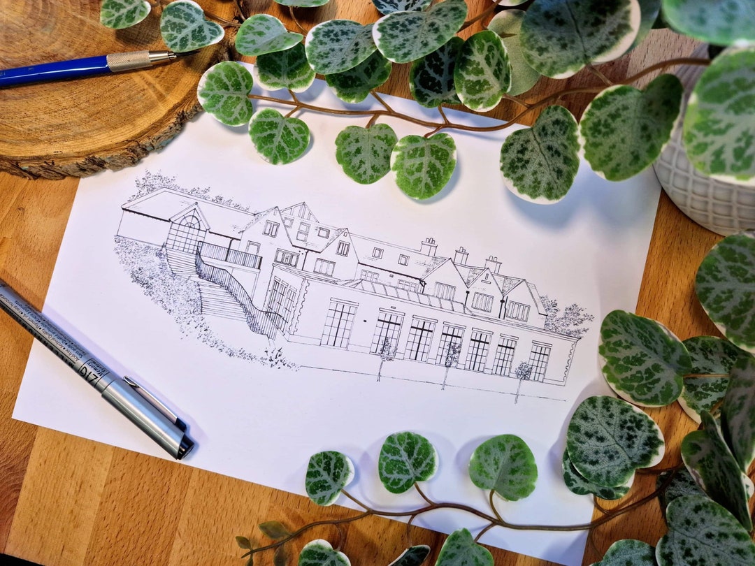 The Pear Tree Inn Purton, Hand Drawn Venue Illustration, Wedding Gift ...