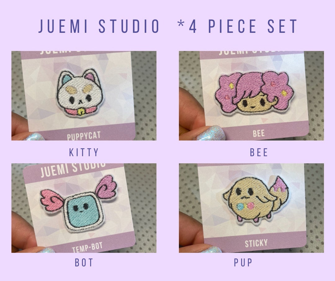 Kawaii Mini Pup Kitty Girl Bot Anime Character Patch Iron-on Cute Tiny ...