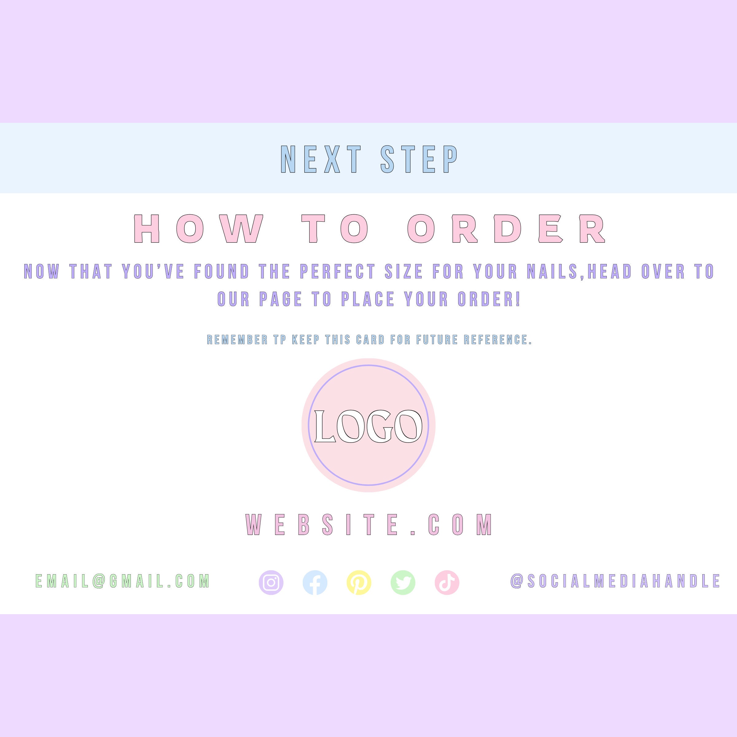 False Nails Sizing Kit Template, Editable Artificial Nails Sizing Chart ...