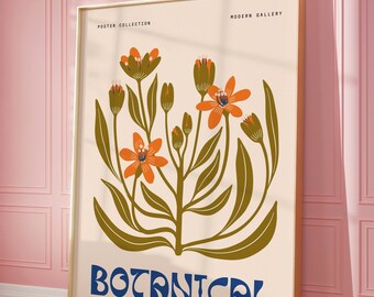 Boho Abstract Flowers Print Set of 2, Terracotta Prints, Floral Wall ...