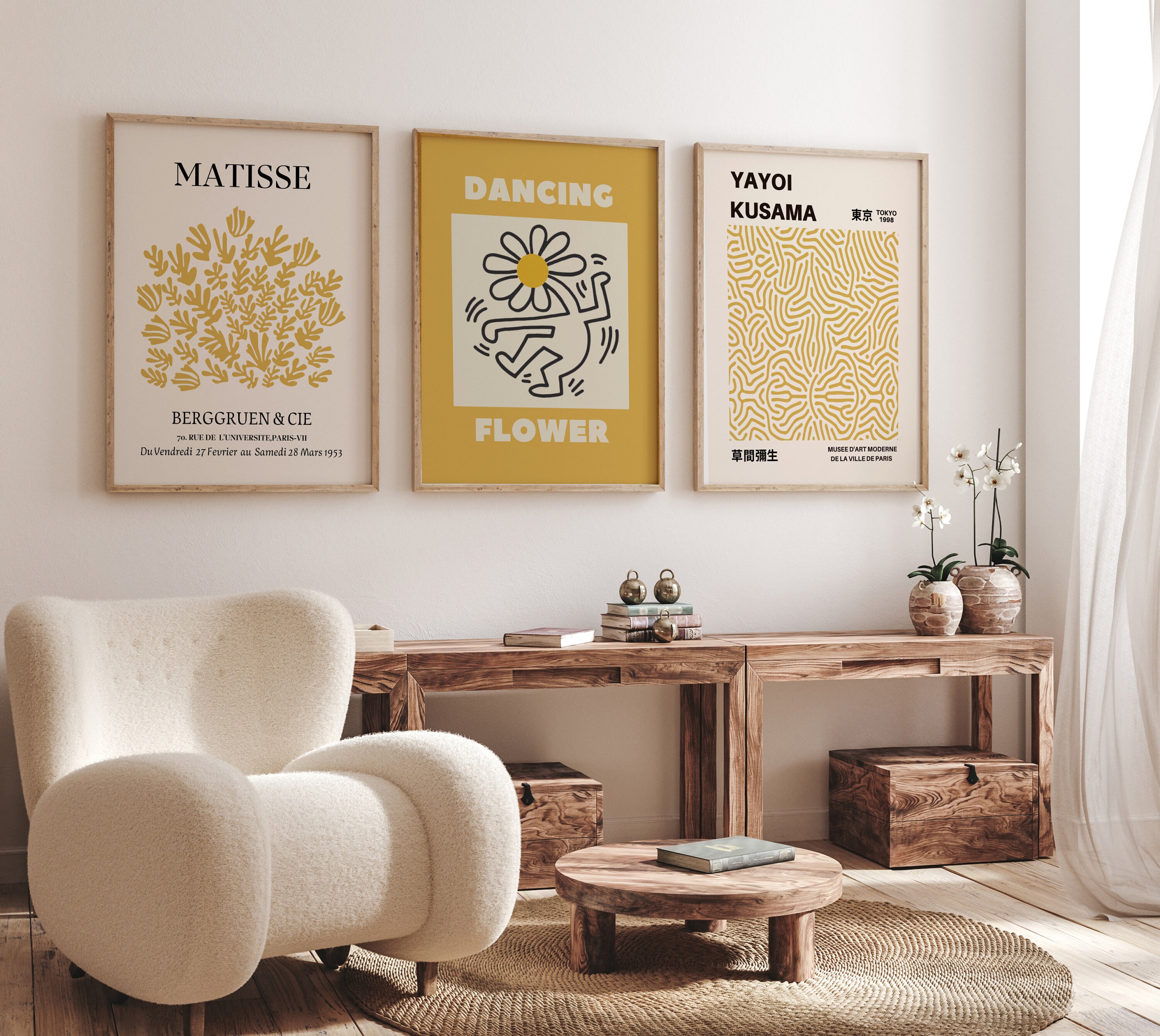 Exhibition Print Set Yellow Print Set Gallery Wall Set 3 - Etsy