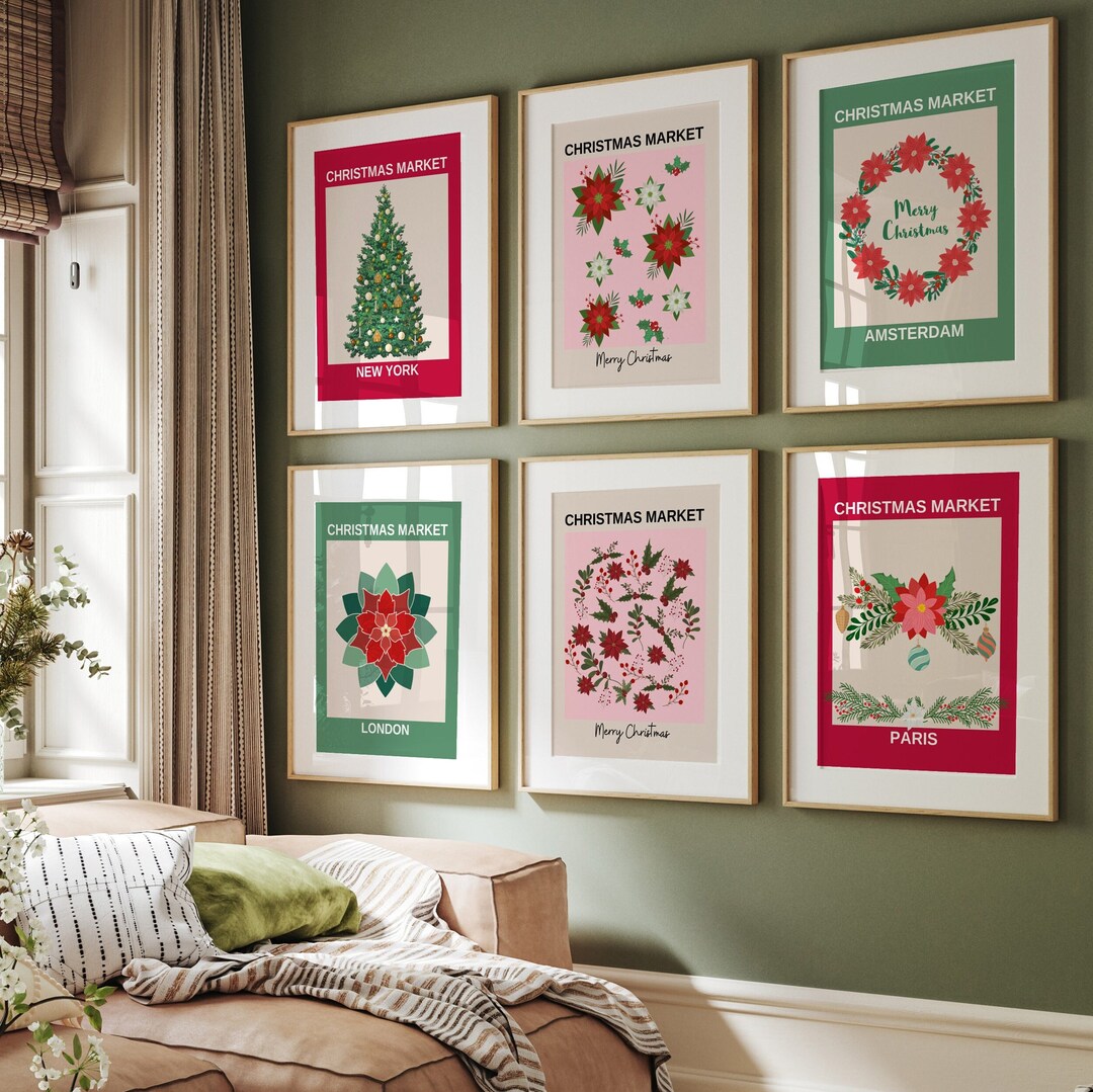 Gallery Set of 6 Christmas Market Prints,xmas Printable Home Decor ...