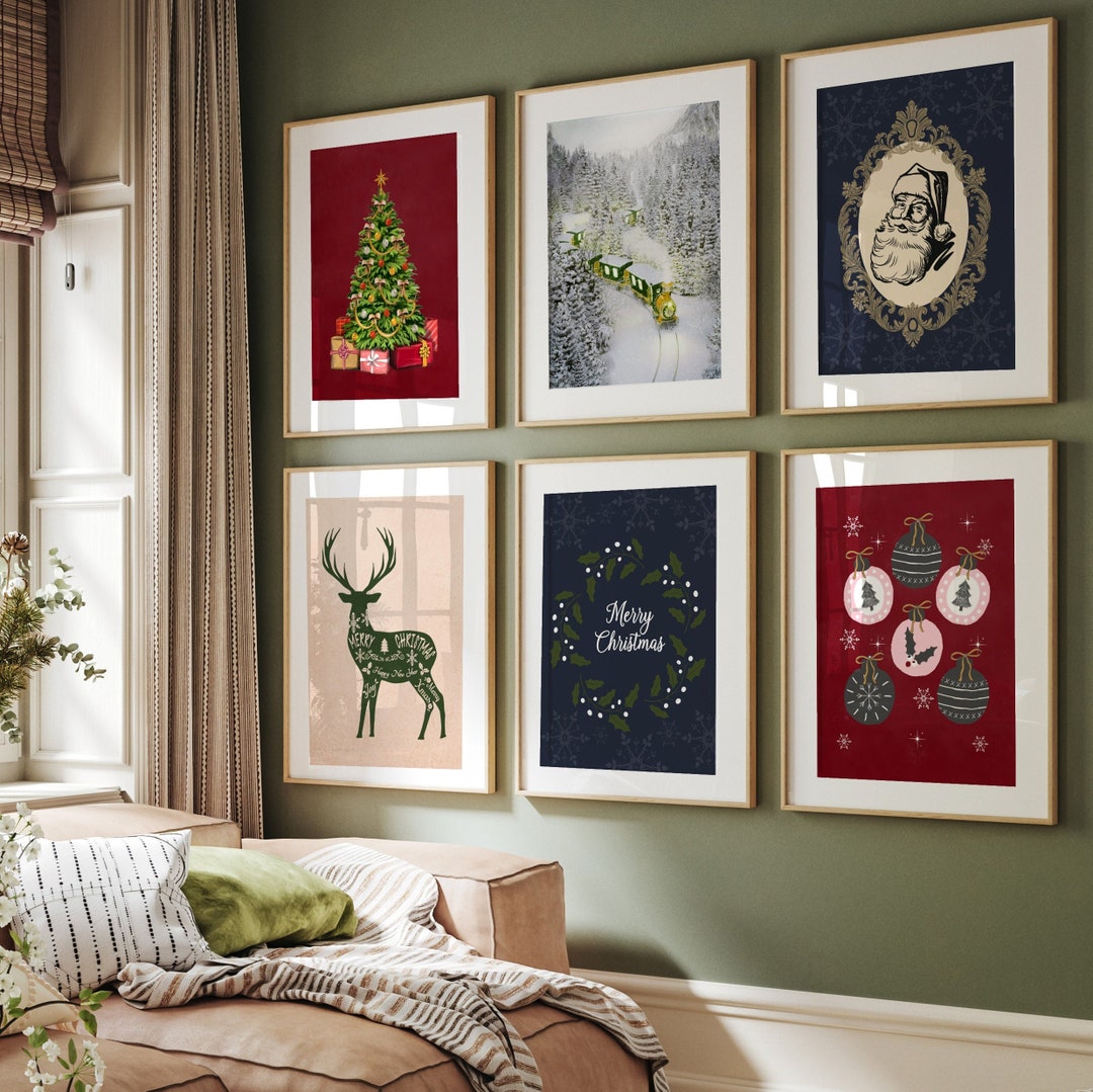 Gallery Set of 6 Christmas Prints,holiday Wall Decor,xmas Poster Bundle ...