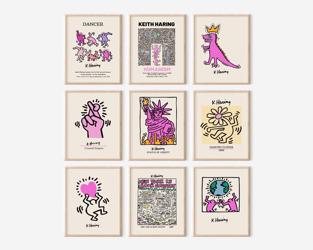 Set of 9 Keith Haring Prints, Gallery Wall Set,keith Haring Poster ...