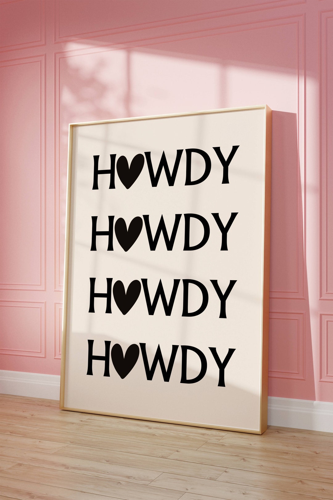 Howdy Poster Western Wall Art Minimalist Heart Print Southern Home ...