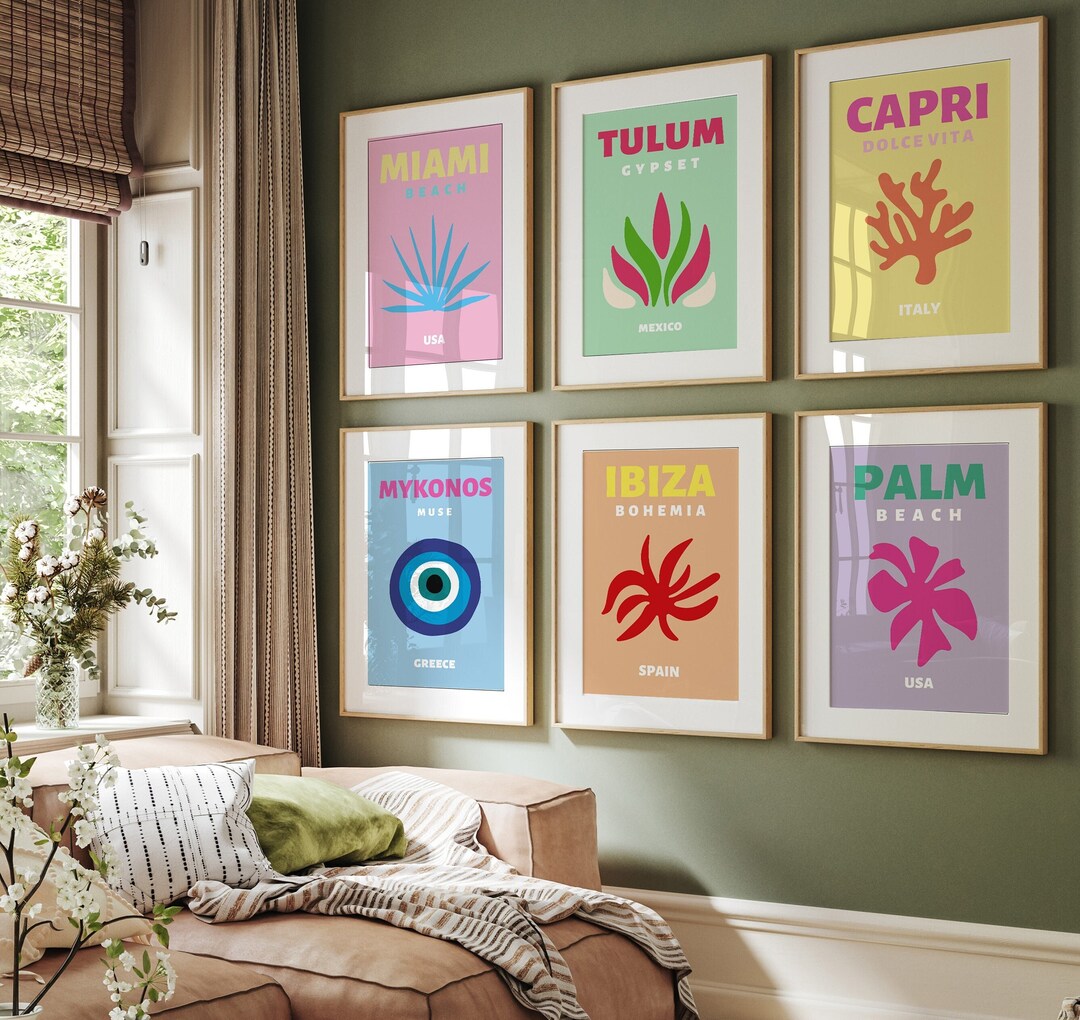 Set of 6 Travel Famous Places Print Ibiza Tulum Capri Miami - Etsy UK