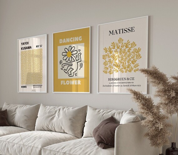 Exhibition Print Set Yellow Print Set Gallery Wall Set 3 - Etsy
